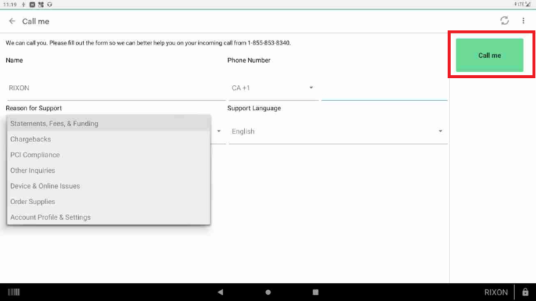 Guide: Request a call from a Clover specialist using the "Call me ...